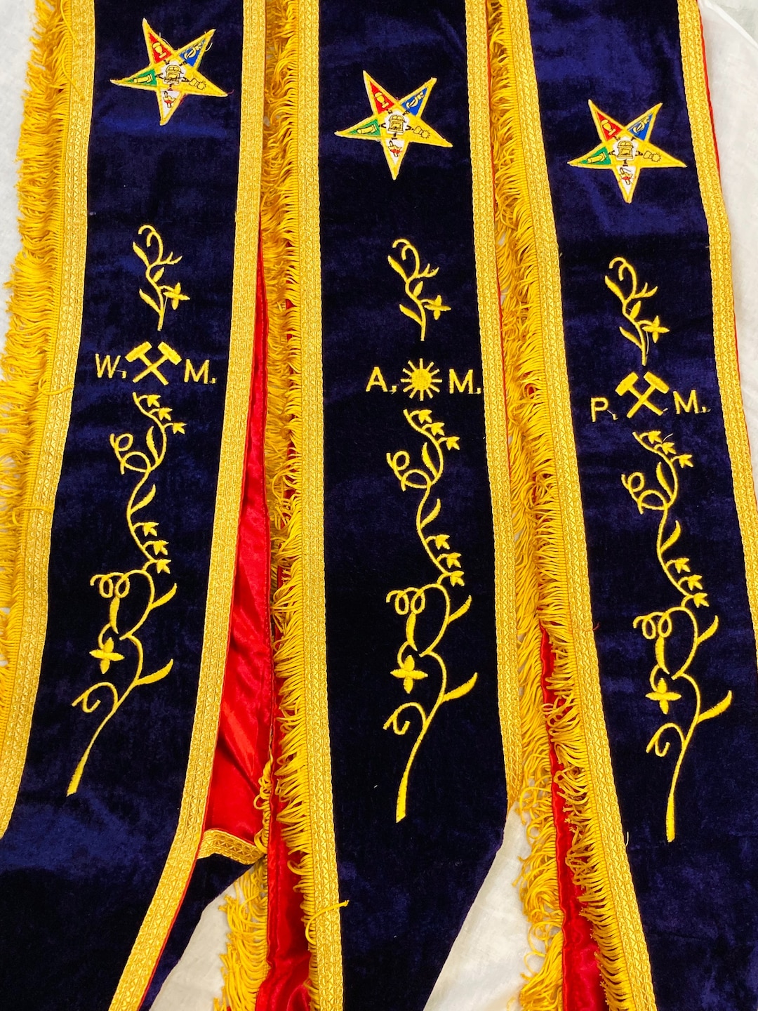 Masonic Oes P.M Sash, A.M Sash, W.M Sash Set of 3 Associate, Past and ...