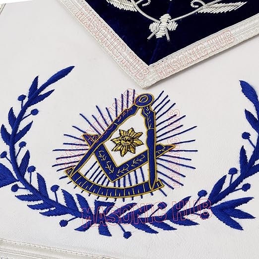 Past Master With Embroidered Border Masonic 100% Lambskin Apron blue ...