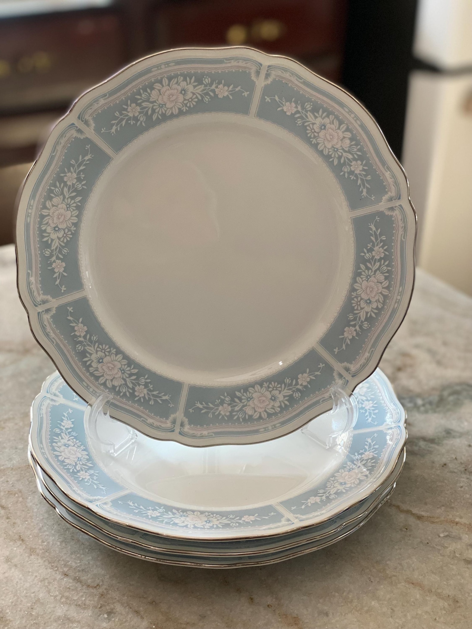 Vintage Noritake Lacewood Dinner Plates - Set of 4 Floral Porcelain ...