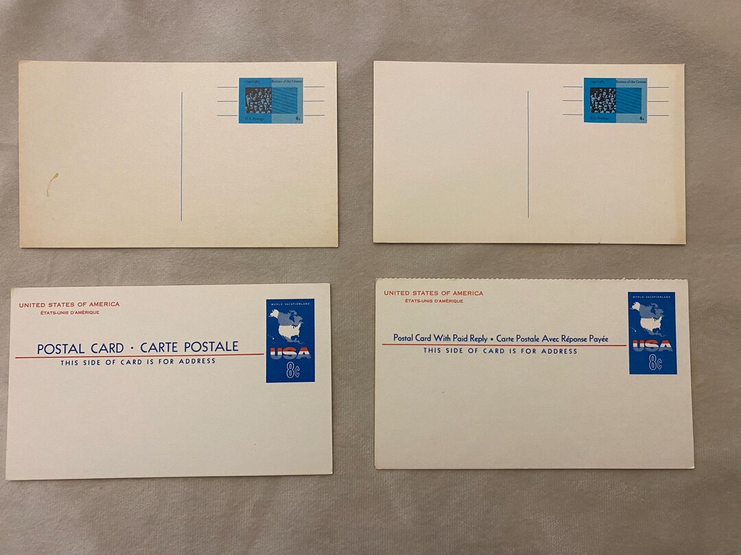 Lot of 4 Unused Pre-stamped US Postal Cards. - Etsy