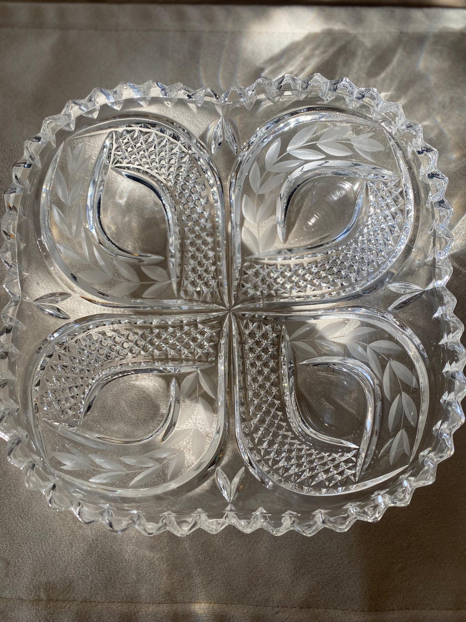 Antique U.S. Glass Relish Tray: 1898 Massachusetts Pattern, Leaf ...
