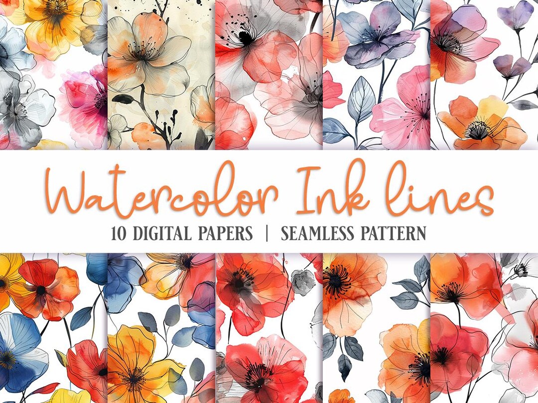Floral Watercolor Digital Paper, Seamless Flower Pattern (digital ...