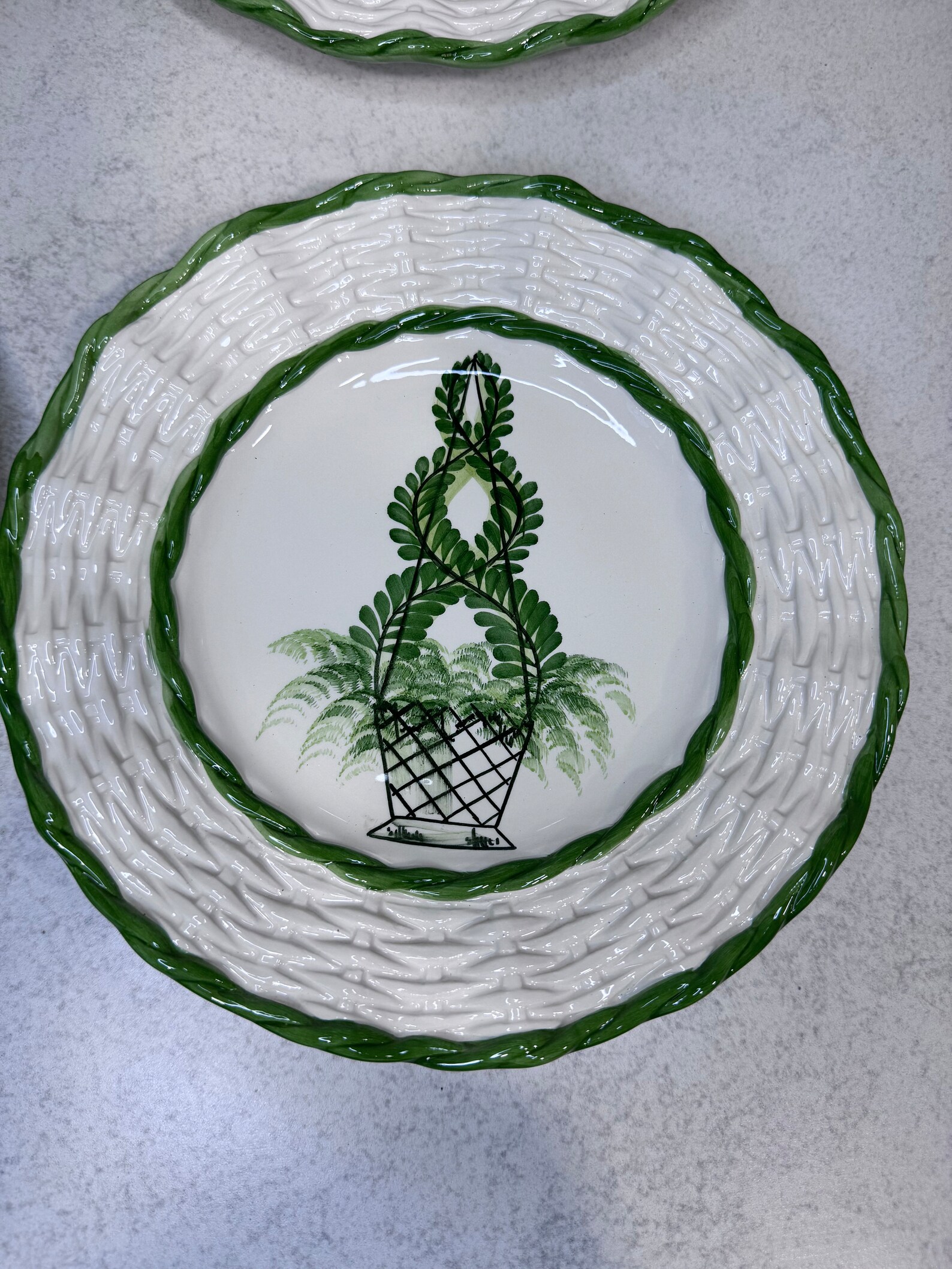 Vintage Italian Pottery Topiary Decorative Plates With Basketweave ...