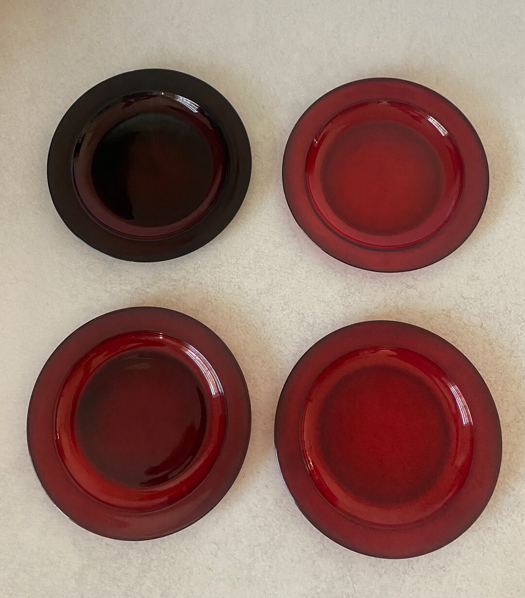 Arcoroc Glass Ruby Red Classique Salad Plates - Etsy