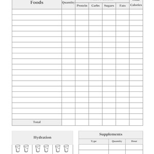 Printable Digital Food Tracker.track Your Daily Macros. Log Protein ...