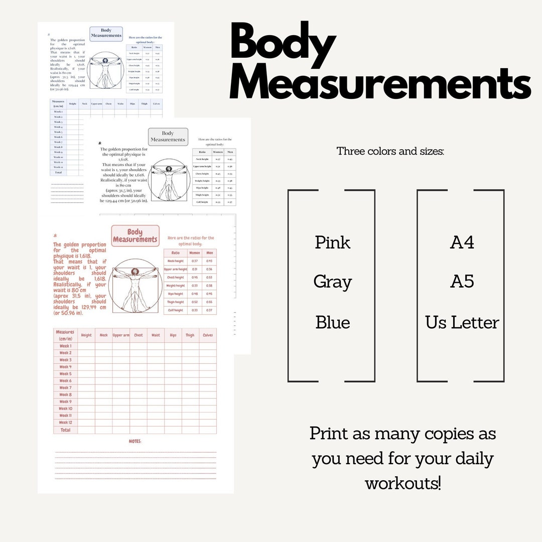 Measure up Your Goals With Our Body Measurements Printable Planner ...