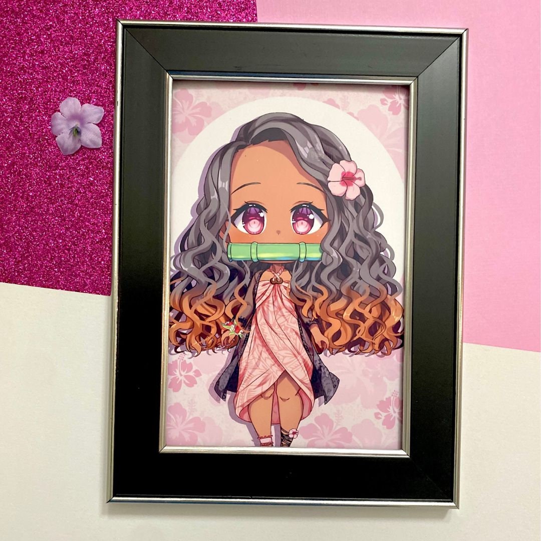 Pink Demon Girl Print 4x6 Art Cute Chibi Fan Art - Etsy