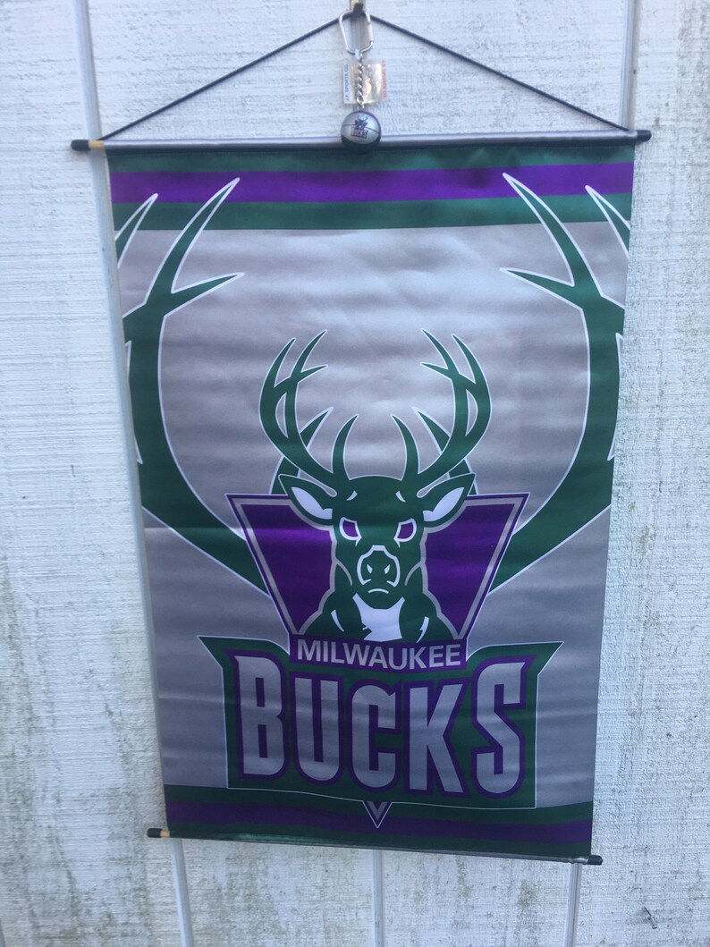 Milwaukee Bucks Satin Basketball Banner 16" X25" & Bucks Basketball Key ...