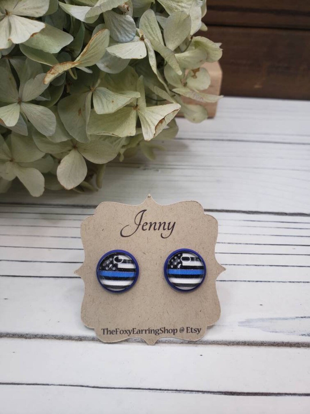 Law Enforcement Stud Earrings, Thin Blue Line Earrings, Back the Blue ...