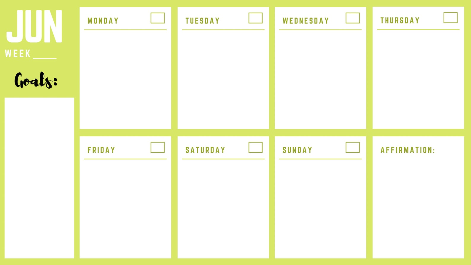 Printable Weekly Calendar Goals Affirmation to Do - Etsy