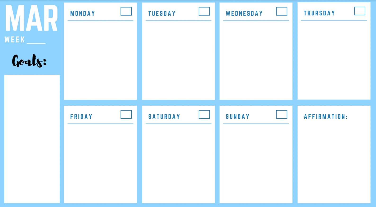 Printable Weekly Calendar Goals Affirmation to Do - Etsy