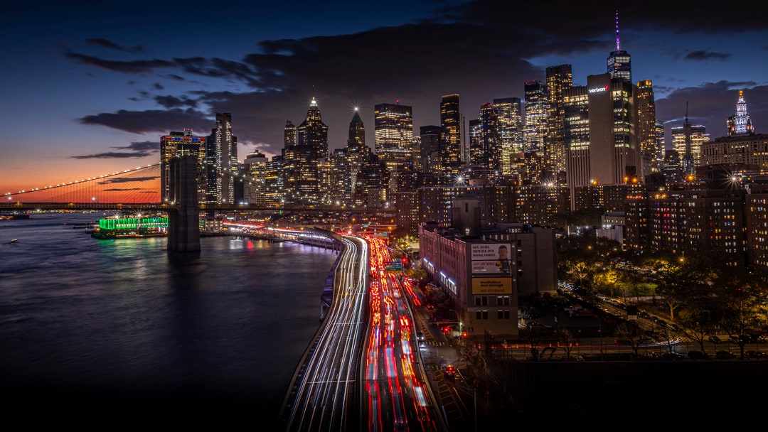 Manhattan Skyline Beautiful Sunset Over Manhattan New York - Etsy