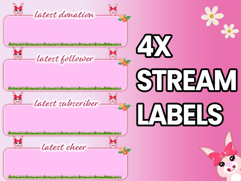 Cute Stream Label, Rabbit Stream Label. Twitch Label, Latest Follower ...
