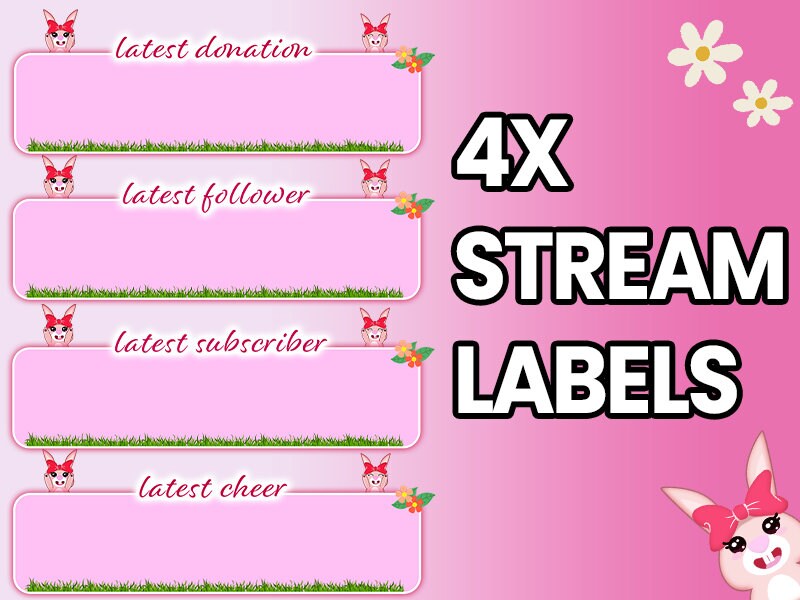 Cute Stream Label, Rabbit Stream Label. Twitch Label, Latest Follower ...