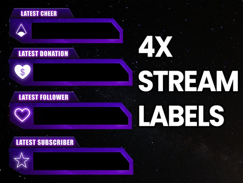 Purple Stream Label, Twitch Label, Latest Follower, Latest Subscriber ...