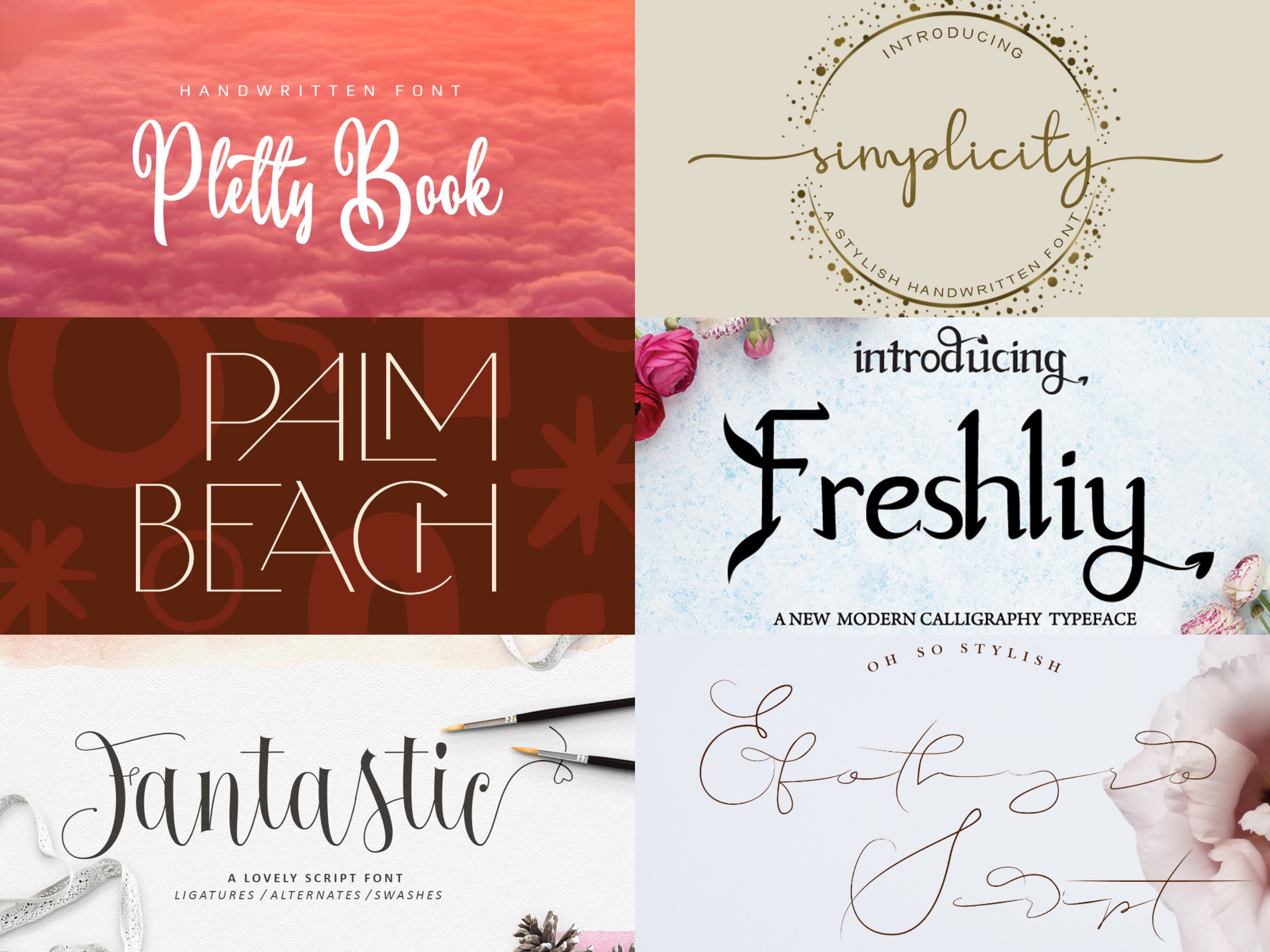 40 Font Collection, Elegant Handwritten, Digital Calligraphy Font, Font ...