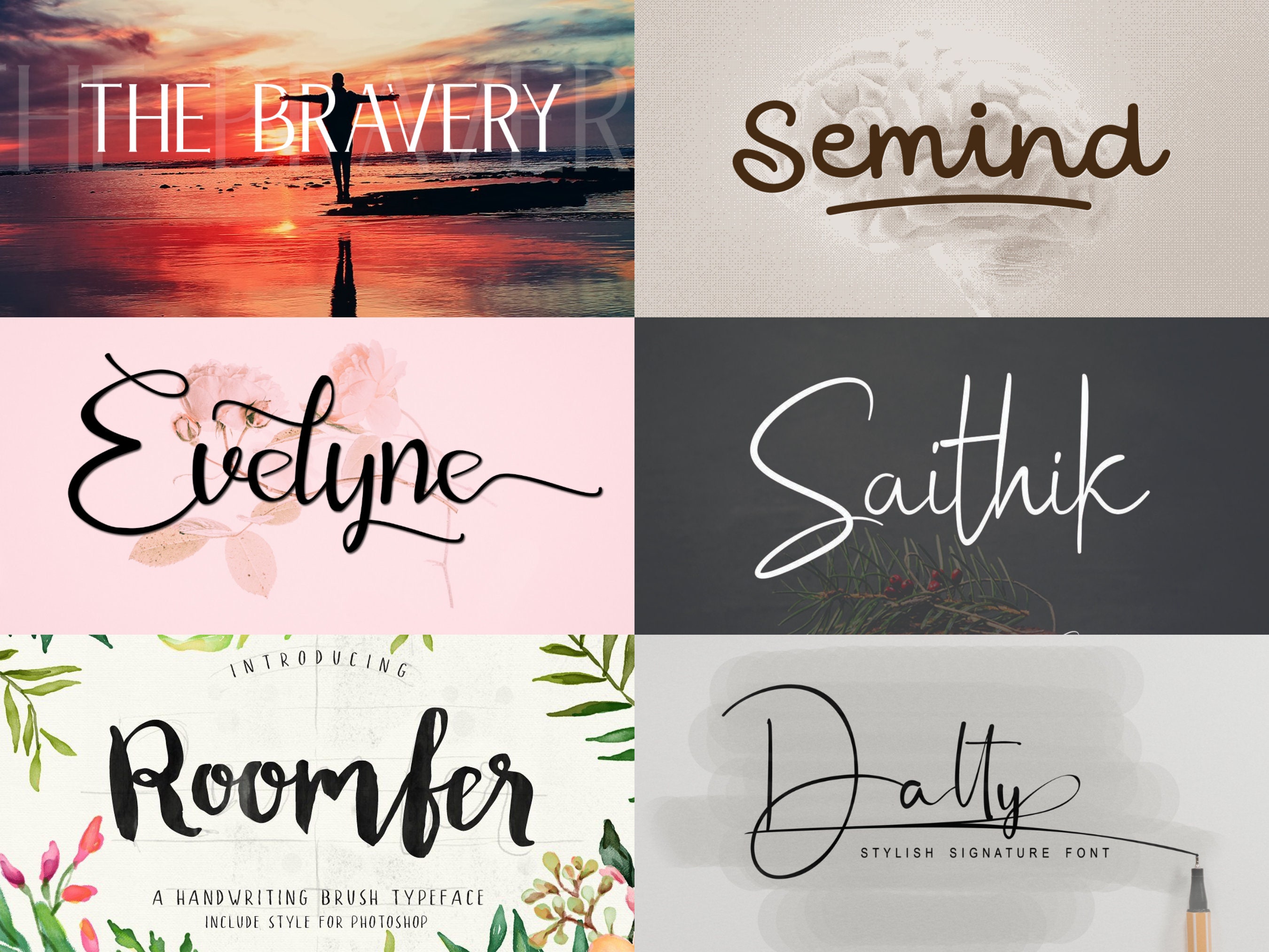 40 Font Collection, Elegant Handwritten, Digital Calligraphy Font, Font ...