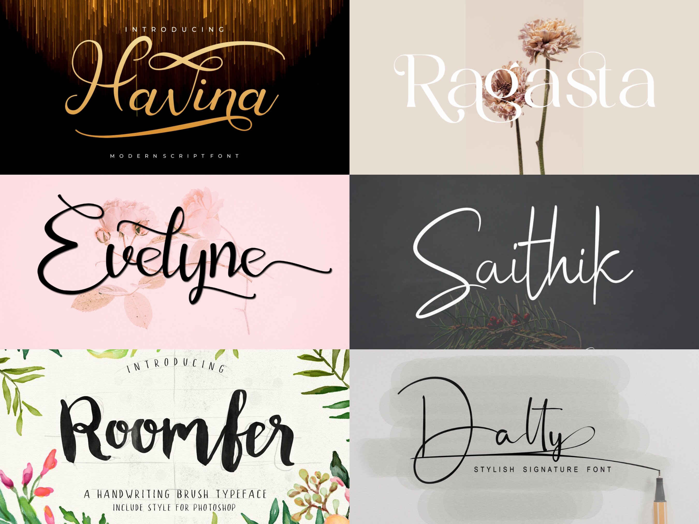 Handwritten Font Bundle, Canva Font, Modern Design, Luxury Font, Font ...