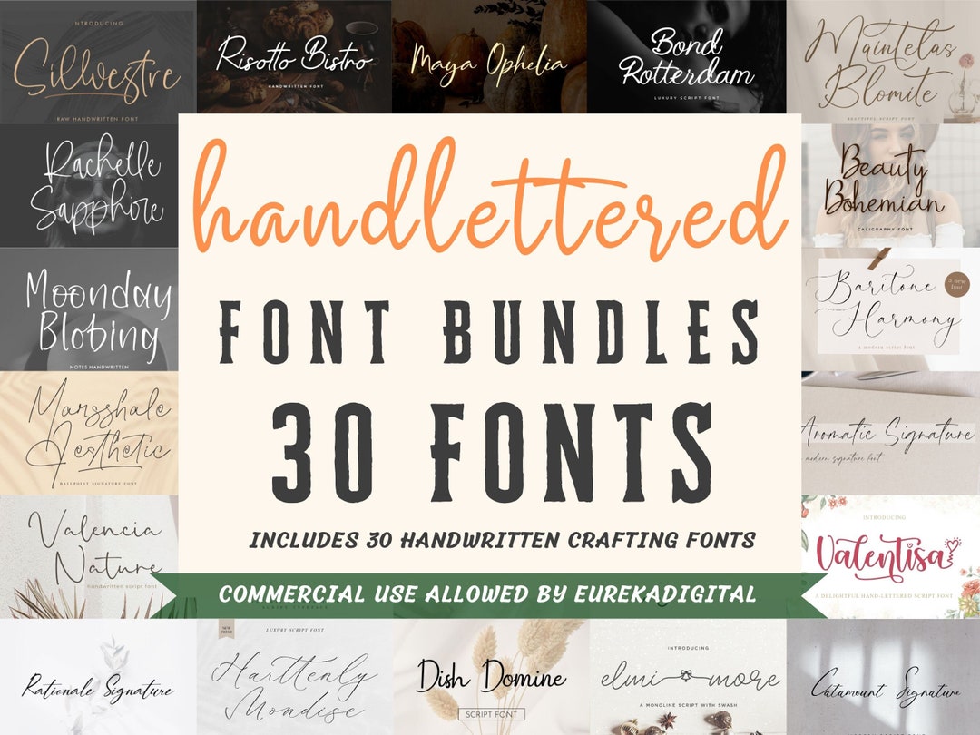 Handlettered Font Bundle - Handwritten Font, Calligraphy Font, Script Font, Modern Design Font ...