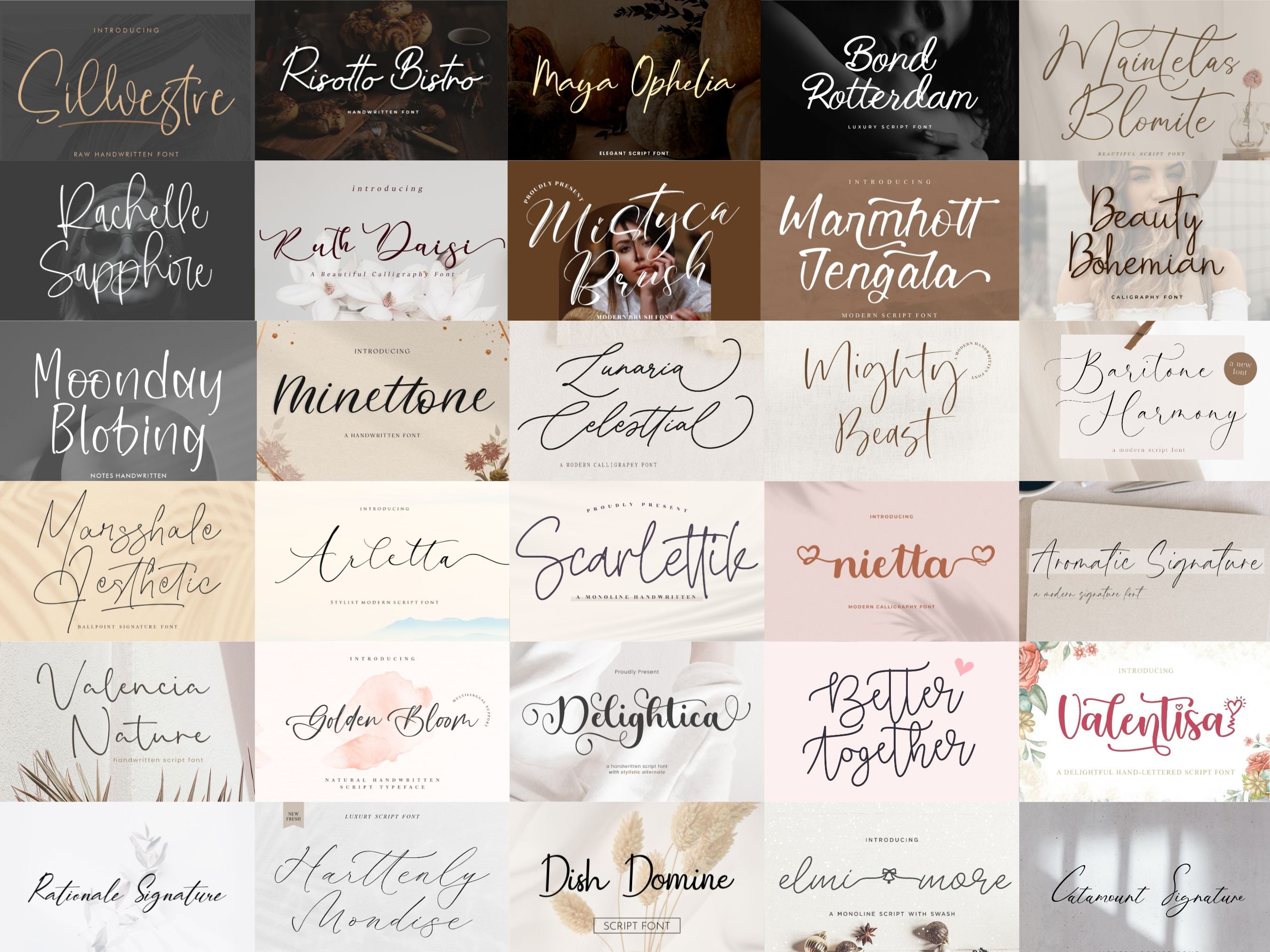 Handlettered Font Bundle - Handwritten Font, Calligraphy Font, Script Font, Modern Design Font ...