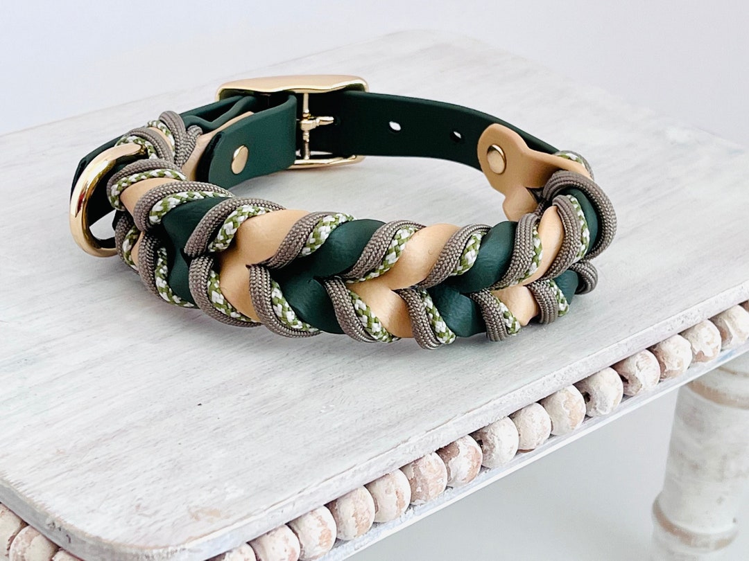 Braided Vegan Leather Biothane Paracord Collar Durable Handmade ...