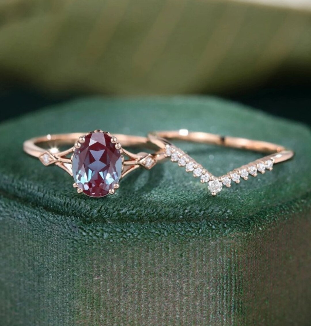 Vintage Alexandrite Ring 24k Rose Gold Vermeil Engagement - Etsy