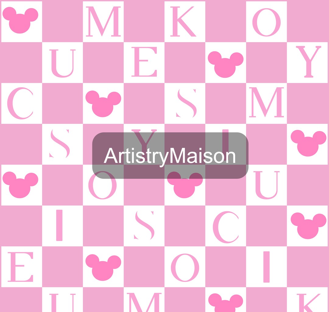 Pink Mickey Mouse Checkered Seamless Pattern Mouse Checkerboard ...