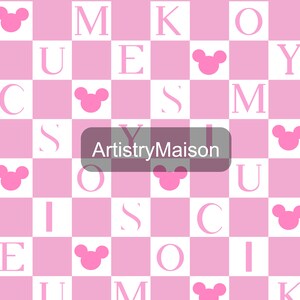 Pink Mickey Mouse Checkered Seamless Pattern Mouse Checkerboard ...