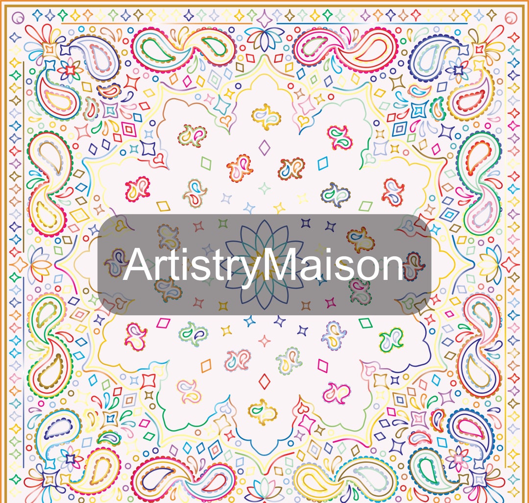 Bandana Digital Paper Paisley Bandana Seamless Pattern Bandana ...