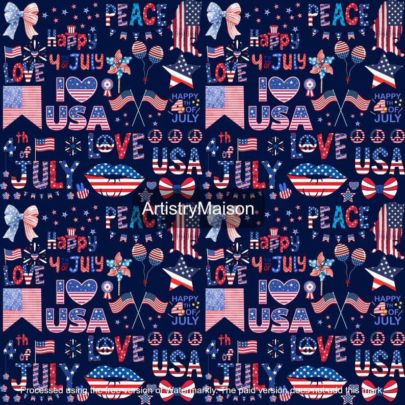 4th of July Digital Seamless File Fourth of July Digital Papers ...