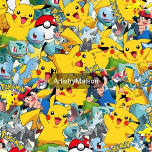 Pokemon Seamless Pattern Cartoon Digital Paper Pokemon Backgrounds ...