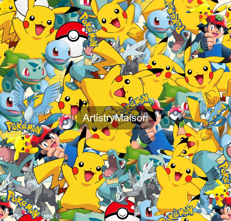 Pokemon Seamless Pattern Cartoon Digital Paper Pokemon Backgrounds ...