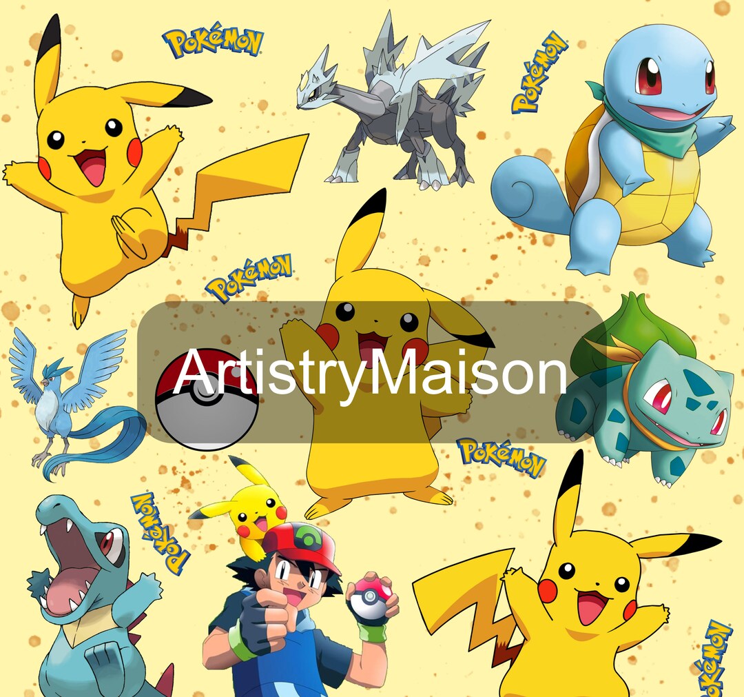 Pokemon Cartoon Digital Paper Pokeball Cute Monster Seamless File ...