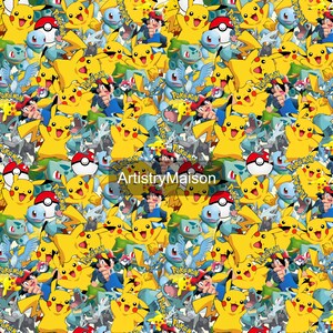 Pokemon Seamless Pattern Cartoon Digital Paper Pokemon Backgrounds ...
