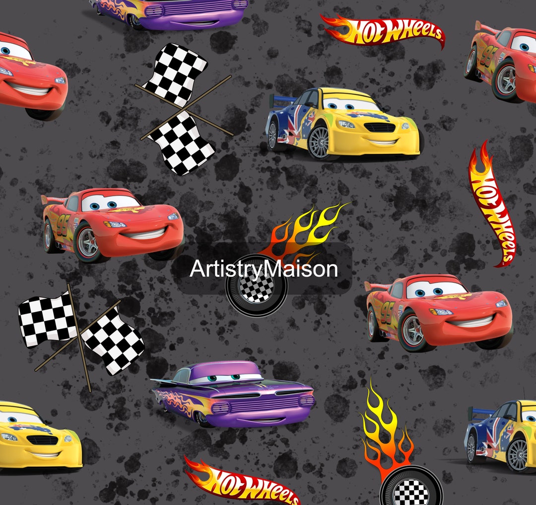 Cars Seamless Patterns Lightning Mcqueen Digital Papers Cars Fabric ...