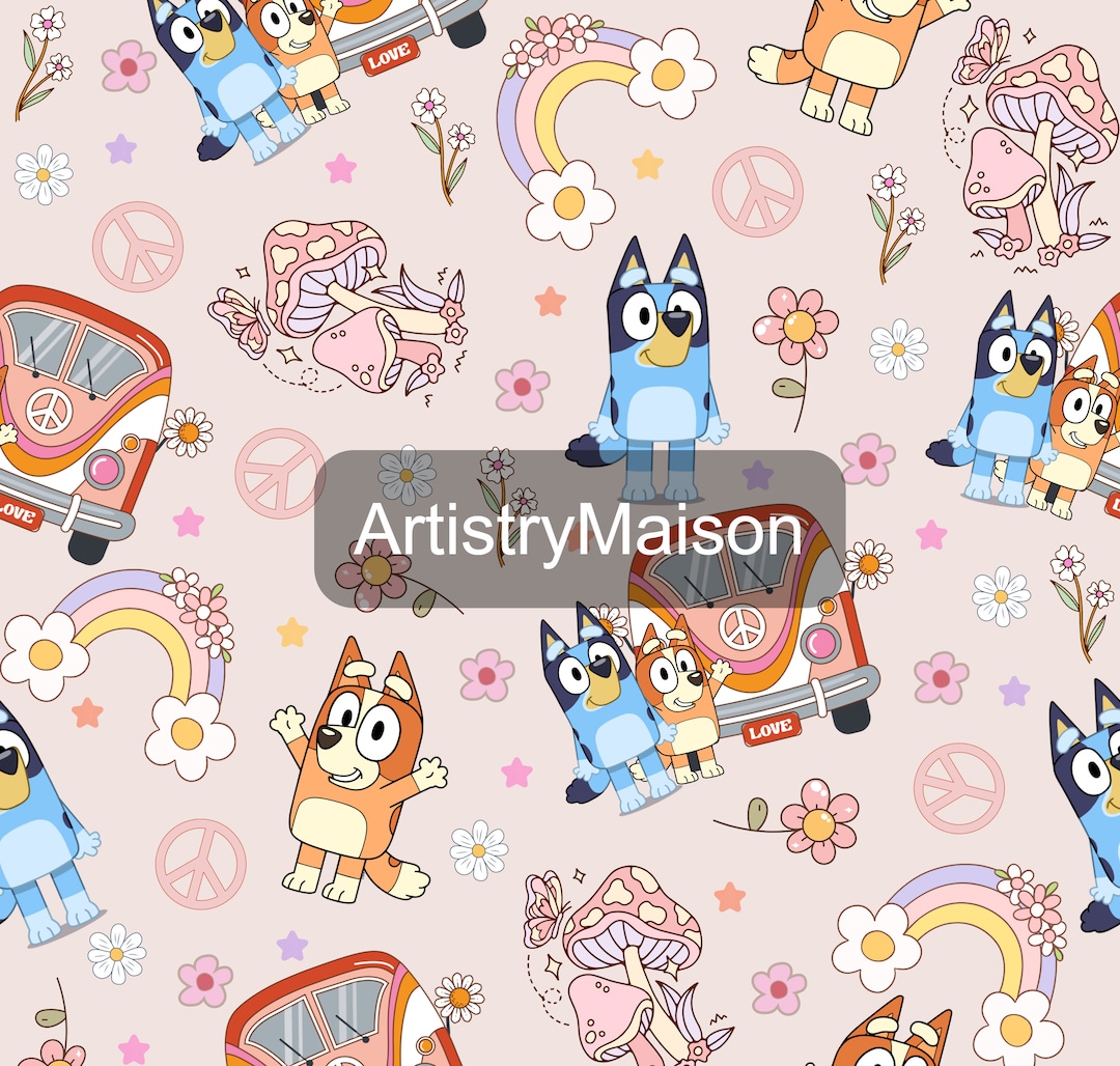 Blue Dog Seamless Pattern Bluey Dog Seamless File Dog PNG Dog Digital ...