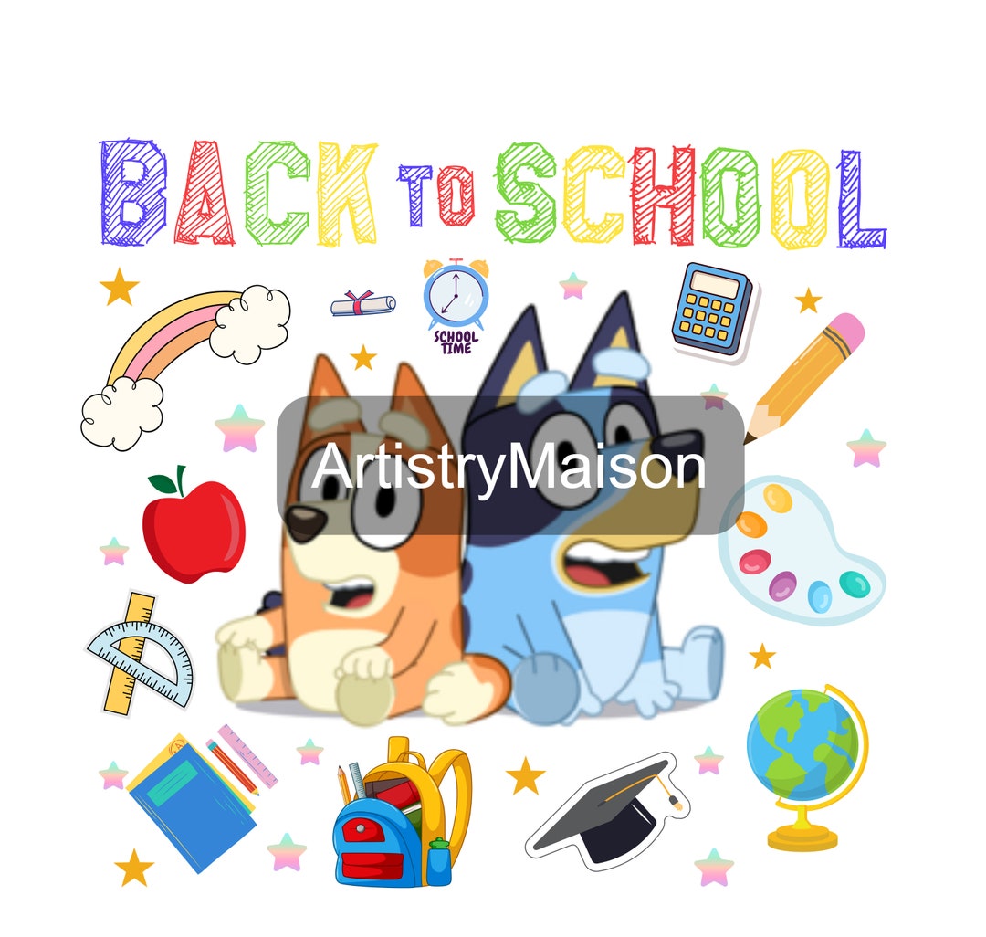 Back to School Bluey Bingo PNG Bluey Back to School Png Blue Dog Back ...