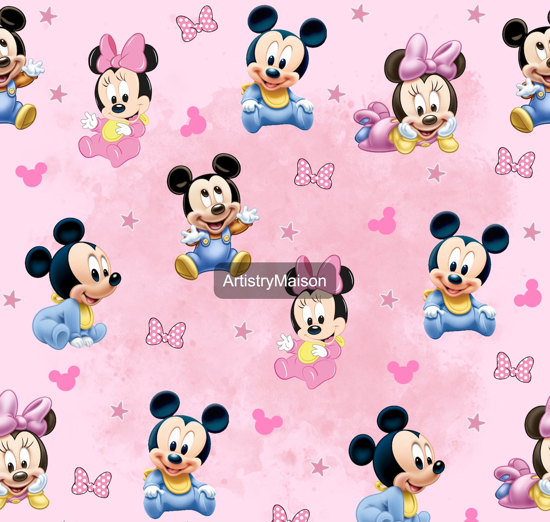 Baby Mickey and Minnie Mouse Seamless Digital File Mouse Repeat Pattern ...