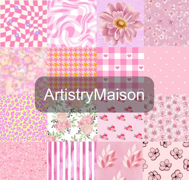 Pink Quilt Patchwork Seamless Pattern Floral Patchwork Digital Paper ...