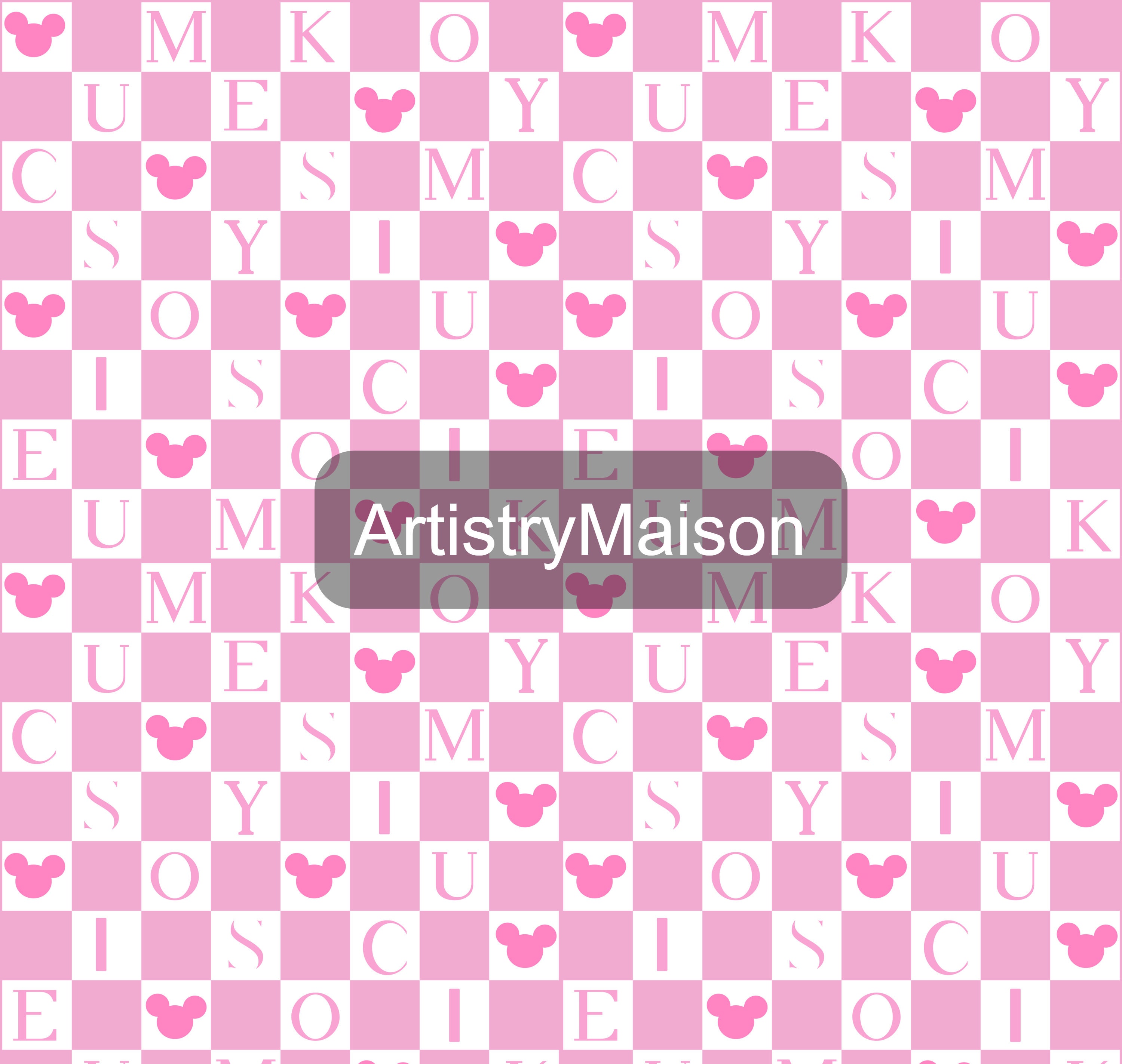Pink Mickey Mouse Checkered Seamless Pattern Mouse Checkerboard ...