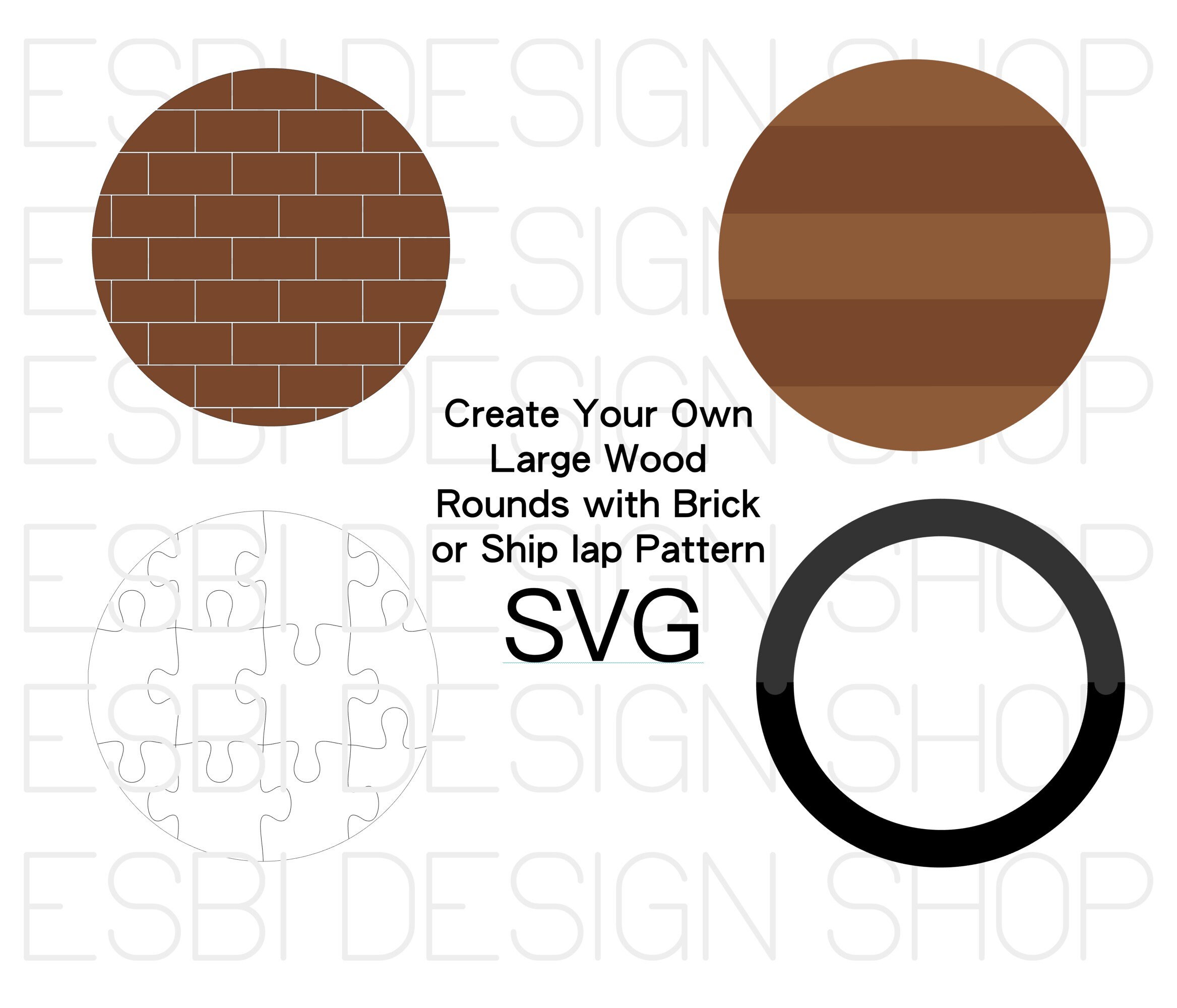 DIGITAL FILE ONLY Large Round Wood Svg Brick Pattern Round Ship Lap ...