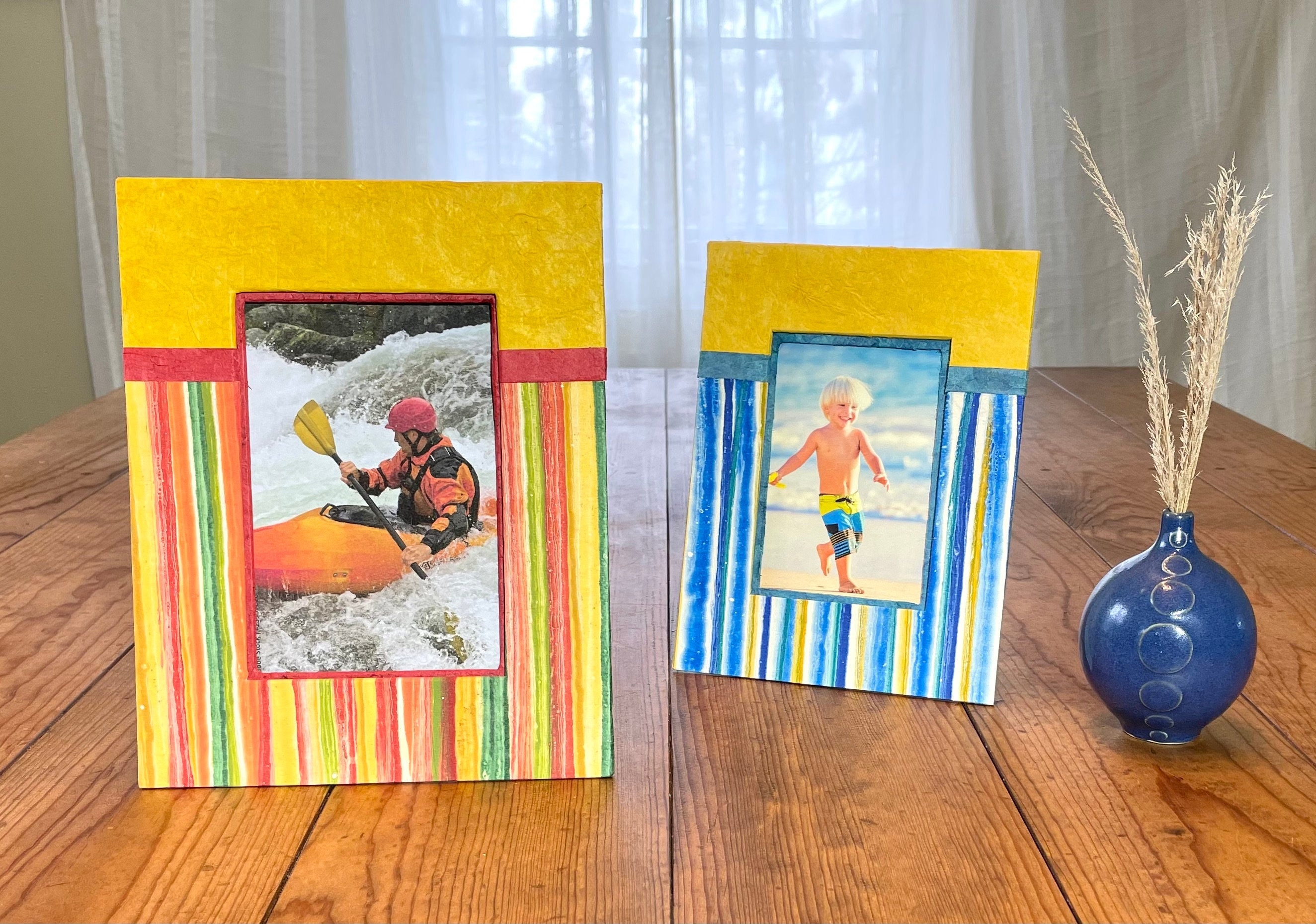 Stripes Colorful Picture Frame, Handmade Picture Frame, Unique, 4 X 6 ...