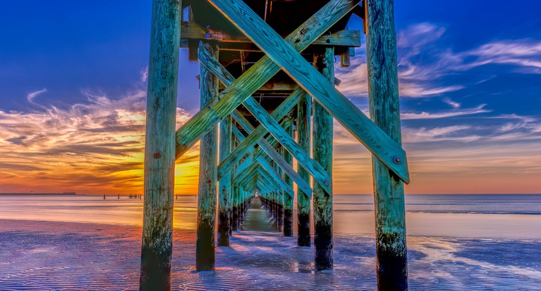 Coastal Beach Sunrise Beach Pier Scene Bay St Louis Fine Art Ocean ...