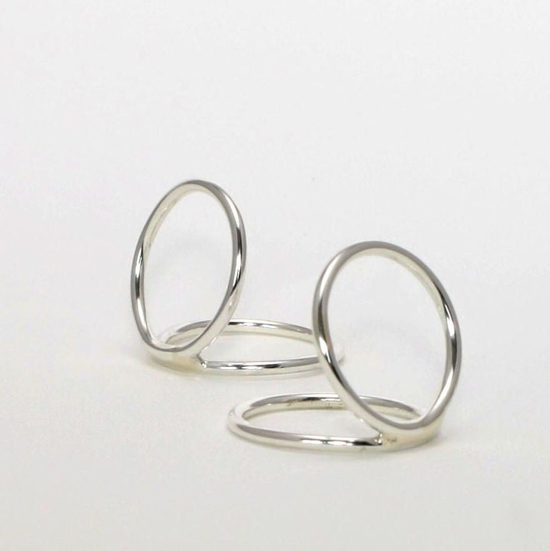 Set of 2 Adjustable Swan Splint Ring Sterling Silver Swan Splint Ring ...