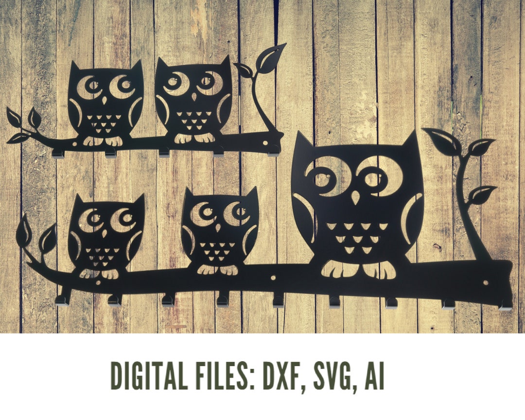 OWLS Wall Hangers With Hooks. Svg, Dxf, Ai Files. for Plasma or Laser ...