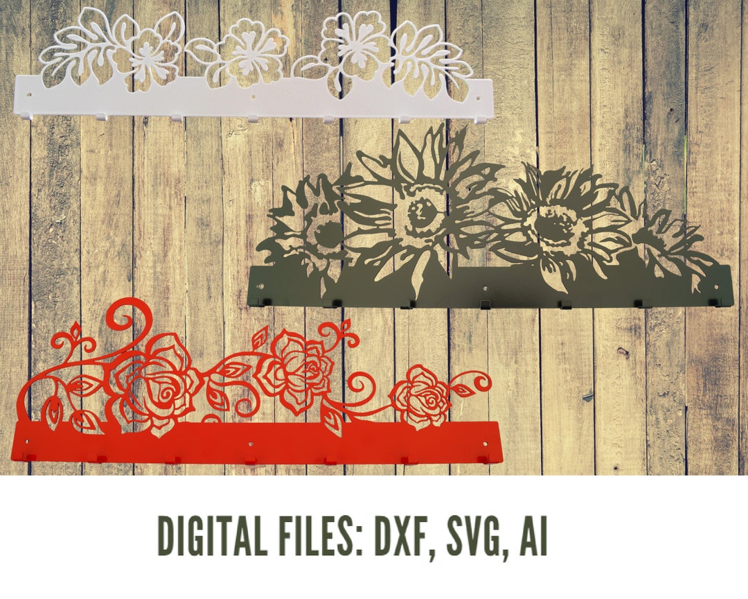 FLOWERS Wall Hangers With Hooks. Svg, Dxf, Ai Files. for Plasma or ...