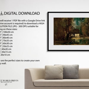 Vintage Panoramic Farmhouse Oil Painting | Long Printable Narrow Wall ...