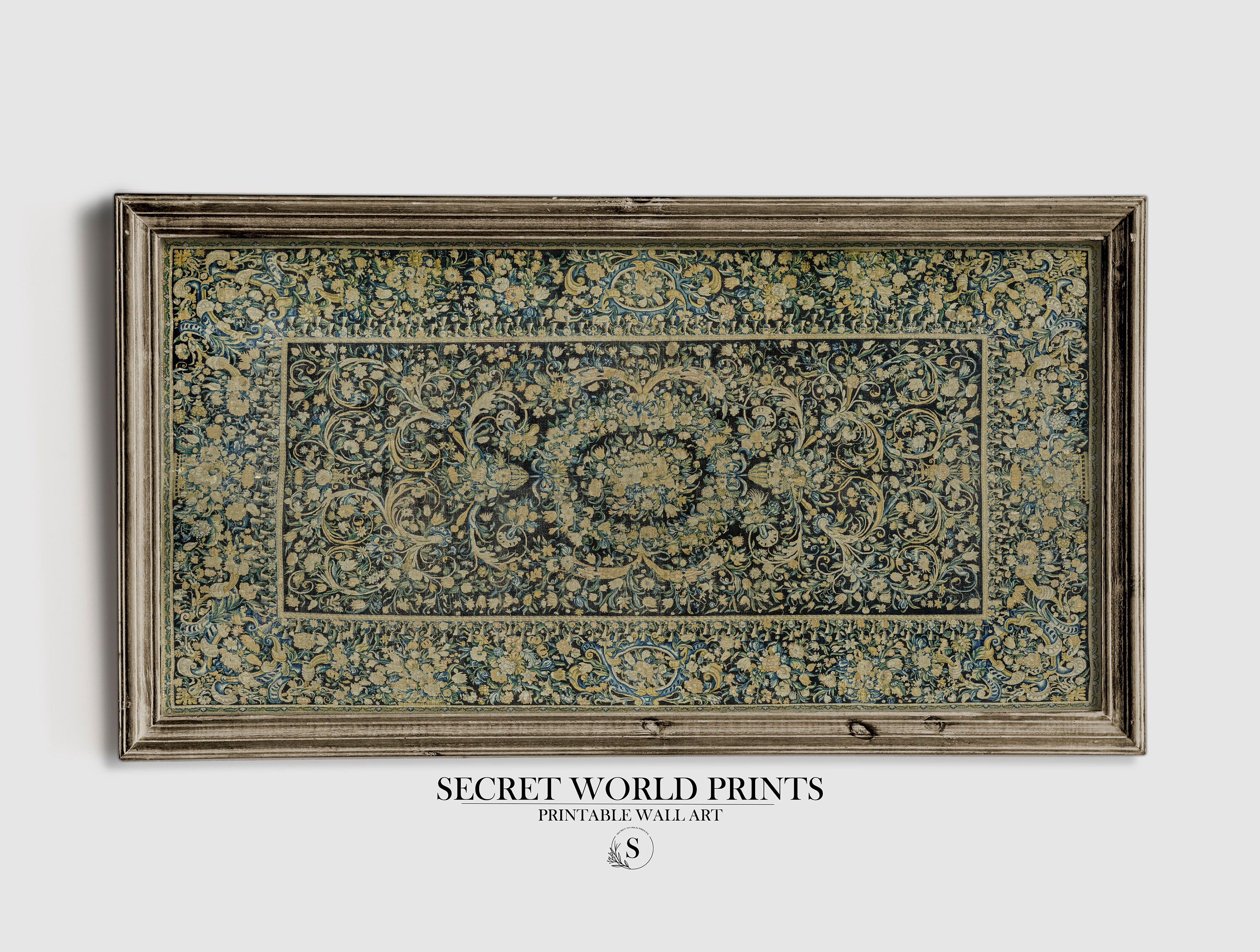 Long Narrow Rug Pattern Wall Art Antique Panoramic Old Rug - Etsy