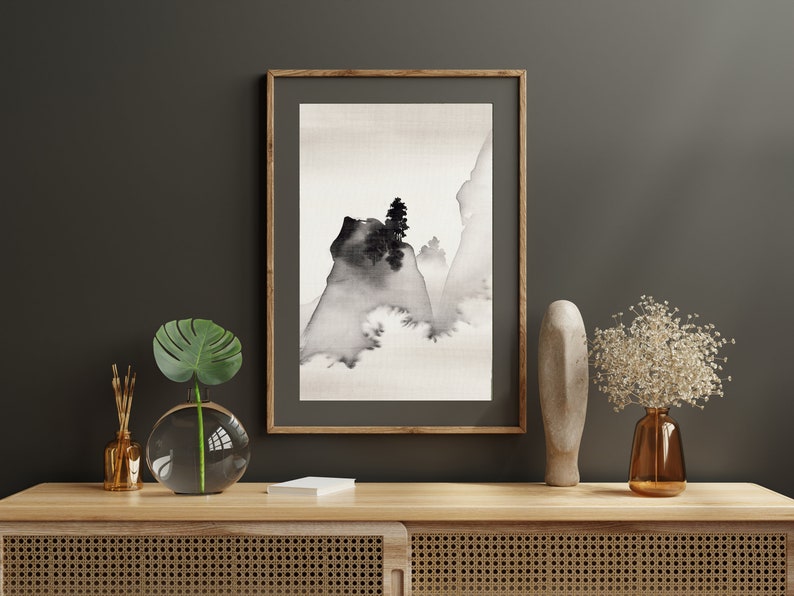 Berge von Suzuki Kiitsu Japanische Berge druckbare Wandkunst Japandi Minimalistisches Dekor ...