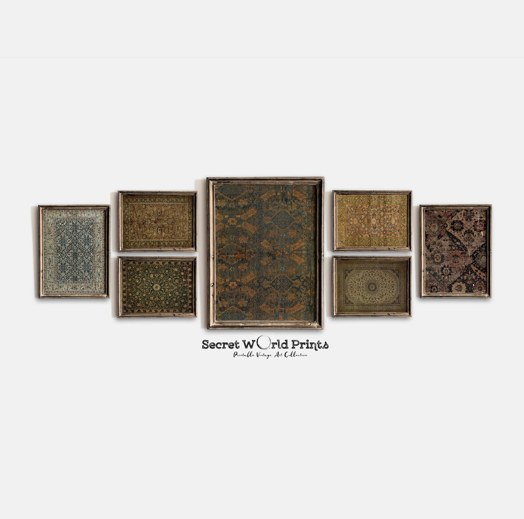 Vintage Rug Art Print Set of 7 | Textile Gallery Wall (digital Download ...